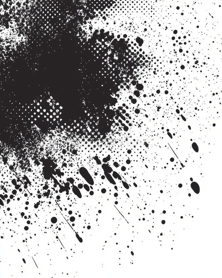 Modern Vector Art with Monochrome Halftone Texture and Splatters Stock Illustration ...