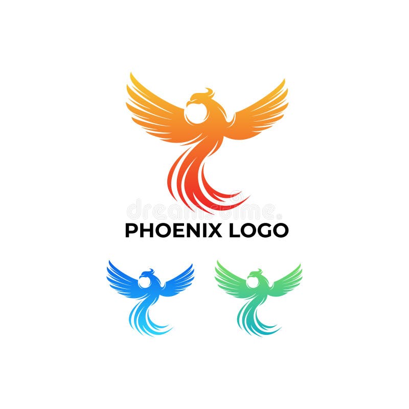 Modern Vector Awesome Flying Phoenix Gradient Logo Vector Illustration ...