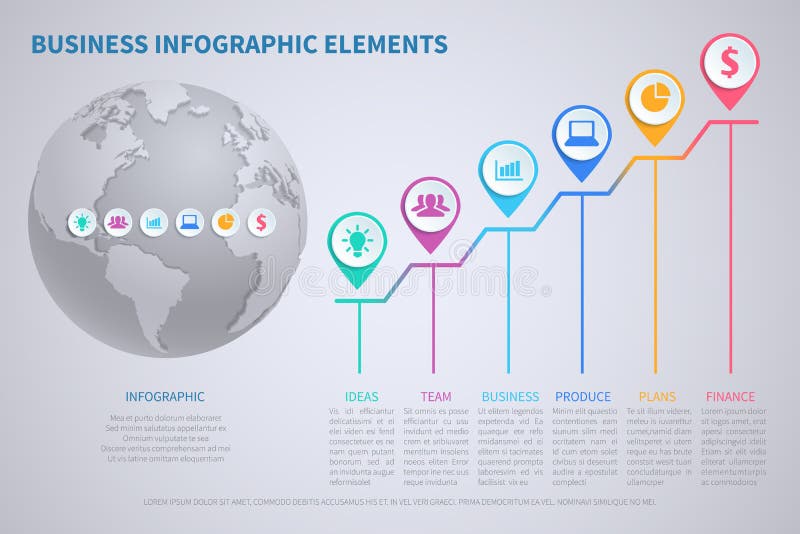 Modern Vector Business Globalization Infographic Template with 3d World ...