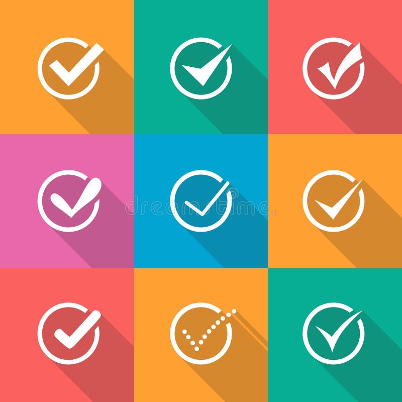 Check Box Button - Check Mark Sign - Colorful Vector Icons - Isolated ...