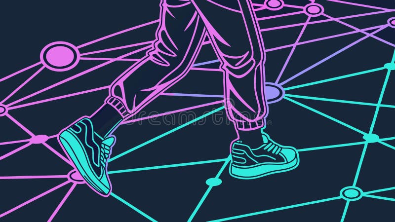 Futuristic Legs Network, Digital Connectivity and Motion Vector Design ...