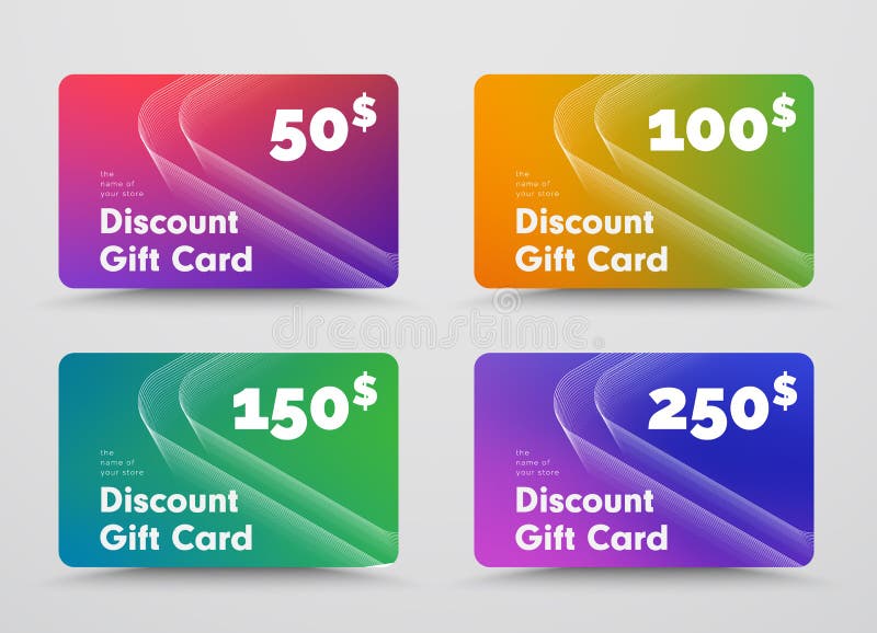 Modern Vector Design of Gift Cards with Abstract Volumetric Lines Stock ...