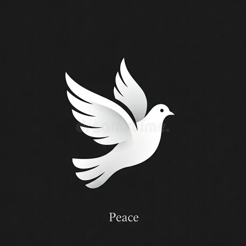 Modern Vector Dove with “Peace” Message Stock Illustration ...