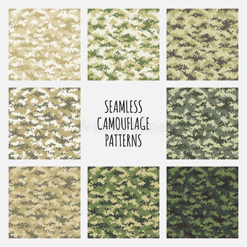 Modern Vector Fashion Trendy Camo Pattern Set Stock Vector ...
