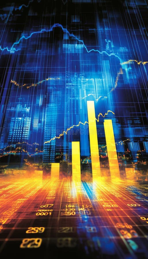 Modern Vector Finance Graph, Blue Vertical Bar Diagram, Bright Colors ...