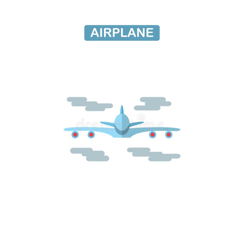 Modern Vector Line Icon of Airplane Flight, Vacation Trip. Front View ...