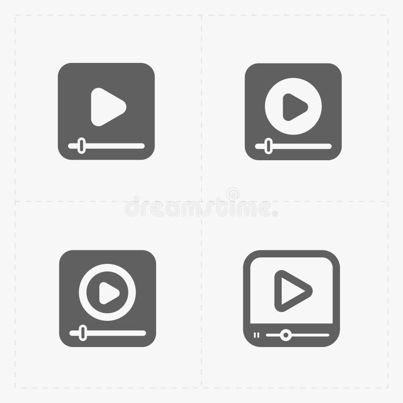 Modern Vector Flat Video Player Icons Stock Vector - Illustration of ...