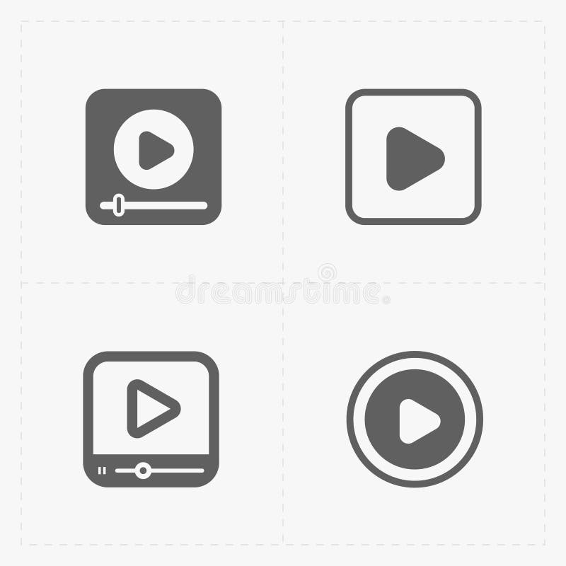 Modern Vector Flat Video Player Icons. Stock Vector - Illustration of ...