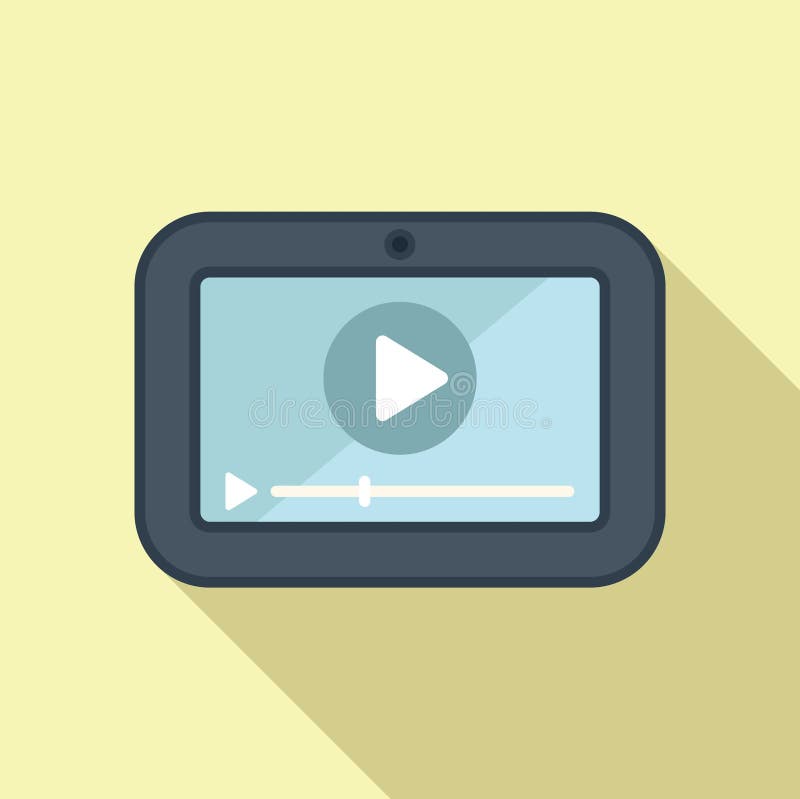 Flat Design Vector Illustration of Digital Tablet Playing Video Stock ...