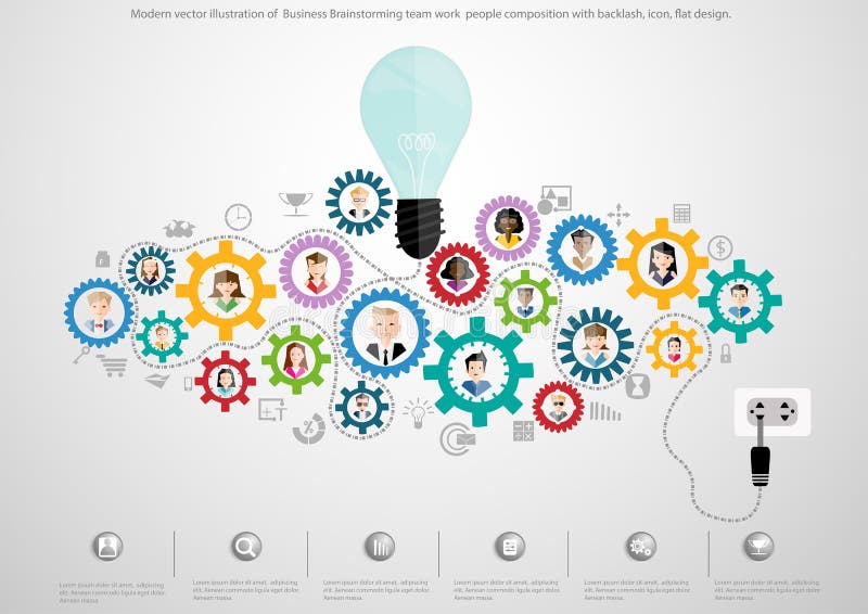 Modern Vector Illustration of Business Brainstorming Team Work People ...