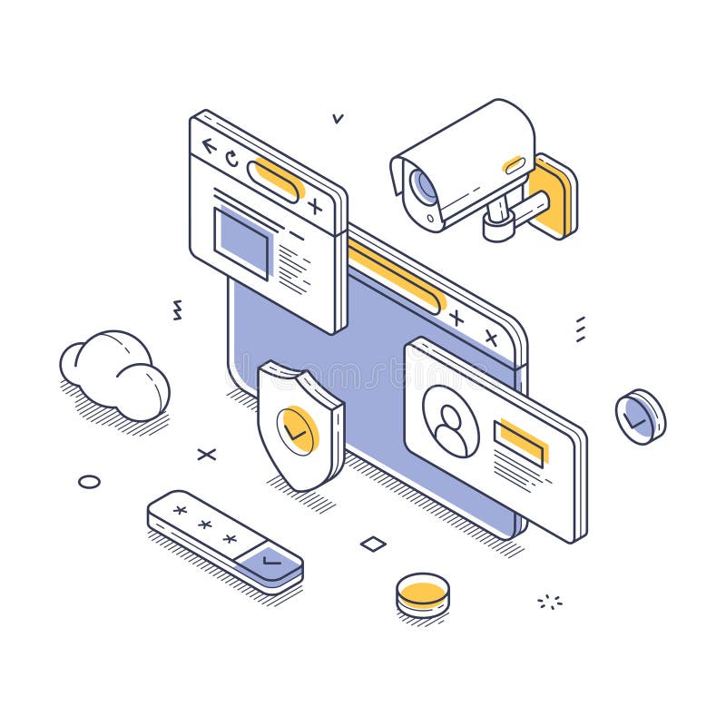 Modern Vector Illustration Depicting Online Security Measures in ...