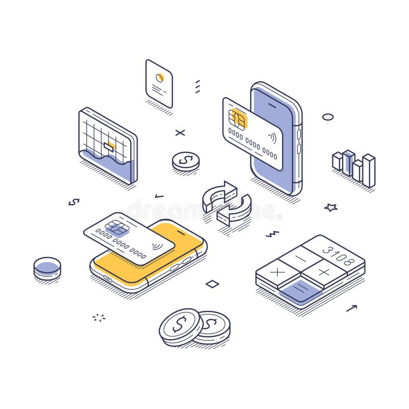 Digital Finance Management: Mobile Banking, Online Payments, and Personal Budgeting Stock Vector ...