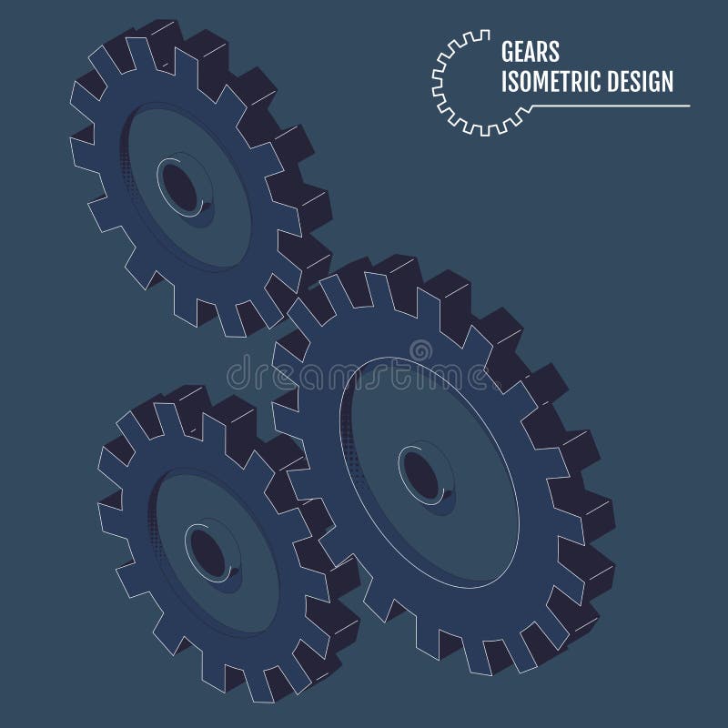 Modern Vector Illustration of Isometric Gears. Stock Vector ...