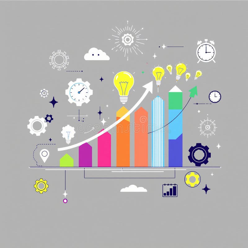 Progress and Productivity Vector Illustration Stock Illustration ...