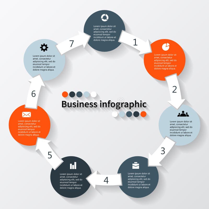 Six Piece Flat Puzzle Round Infographic Presentation. Circle Business ...