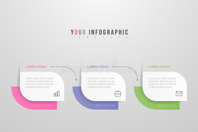Modern Vector Infographic with 3 Steps or Processes Elements. Stock ...