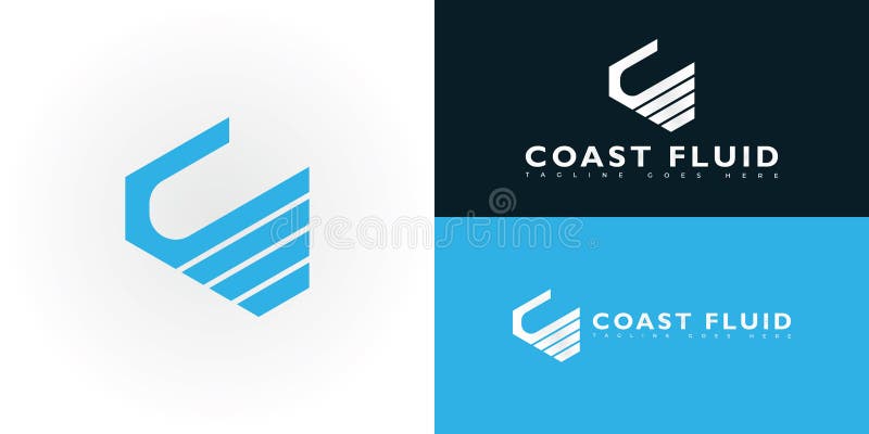 Modern Vector Initial Letter CF or FC Logo in Blue Color Isolated on ...