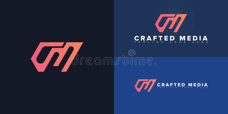 Modern Vector Initial Letter CM or MC Logo in Gradient Pink Color ...