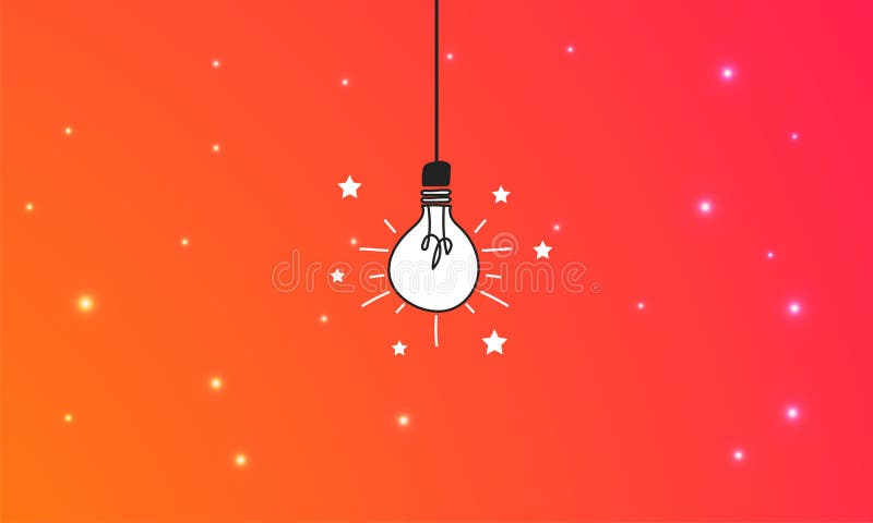Modern Vector Light Bulb and Stars Icon on Magenta and Orange Gradient ...