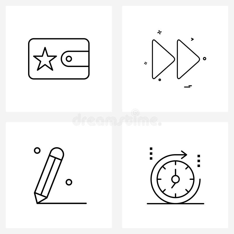 Modern Vector Line Illustration of 4 Simple Line Icons of Cash, Edit ...