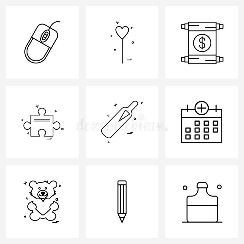 Modern Vector Line Illustration of 9 Simple Line Icons of Game, Arcade ...