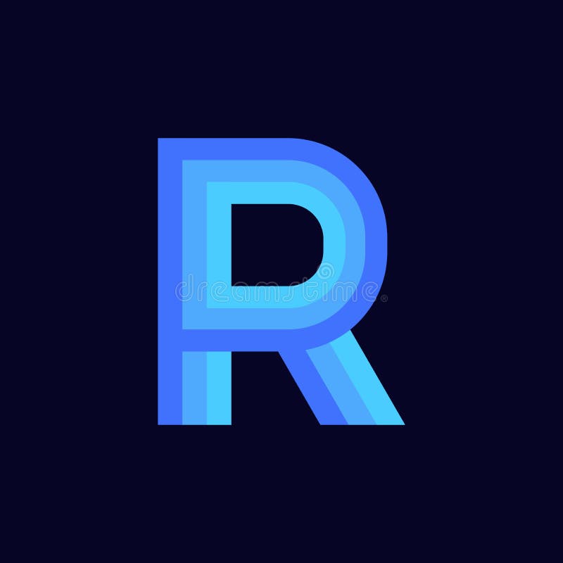 Vector Logo Letter R Blue Glowing Stock Vector - Illustration of sign ...