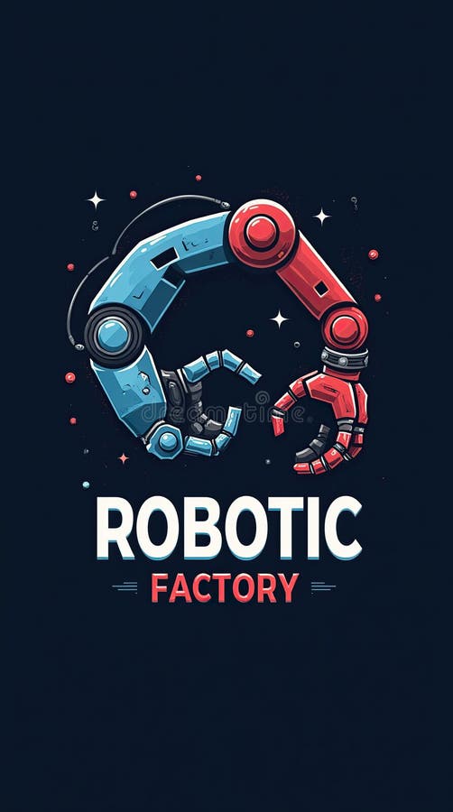 Modern Vector Logo of Robotic Arms in Factory Setting Stock ...