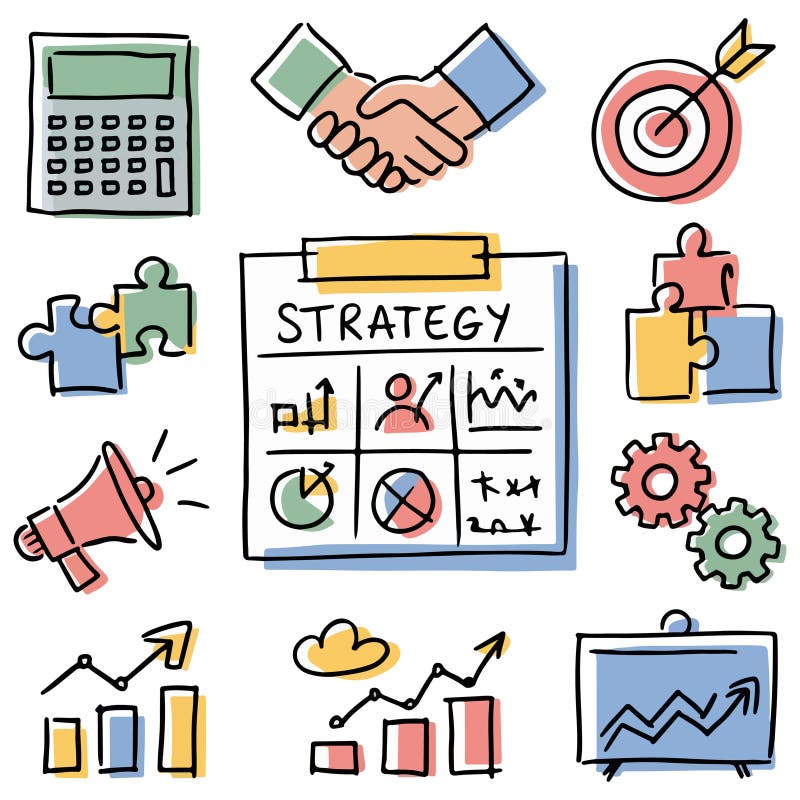 Modern Vector and Minimalistic Business and Strategy Icon Set Stock ...
