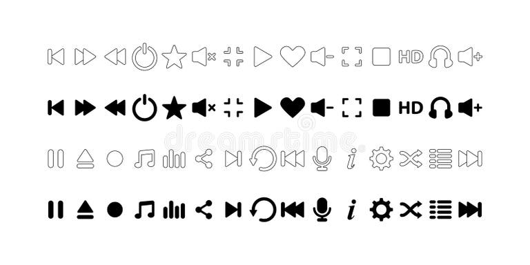 Modern Vector Set of Media Player Interface Icons Including Play, Pause ...