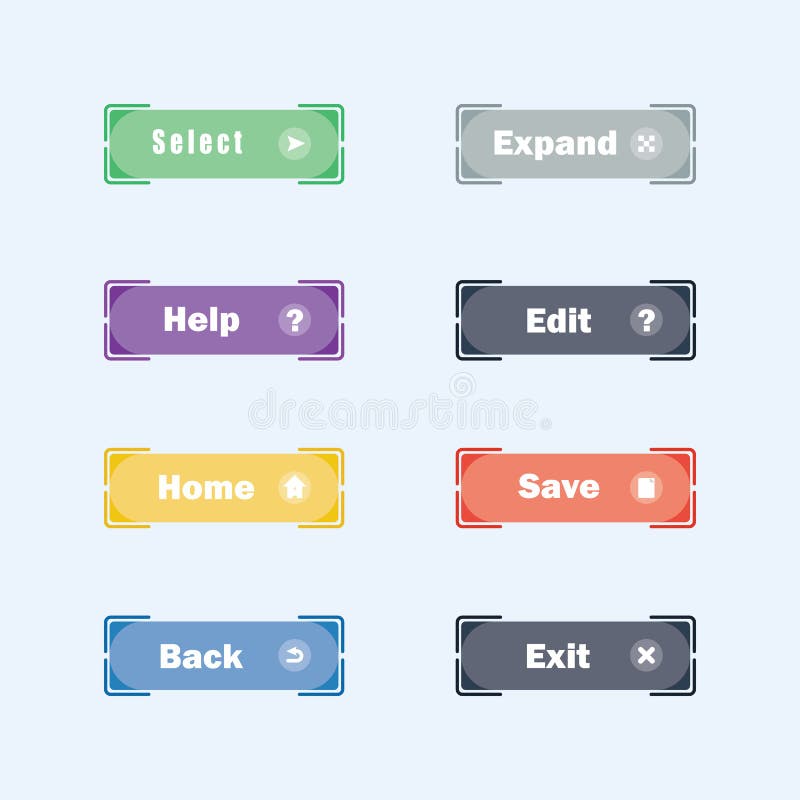 Modern Vector Set of Trendy Flat Buttons. Icons for Web Design and ...