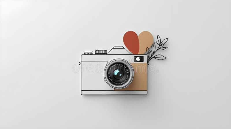 Vector-style Illustration Featuring a Simple, Camera with Nature, Stock ...