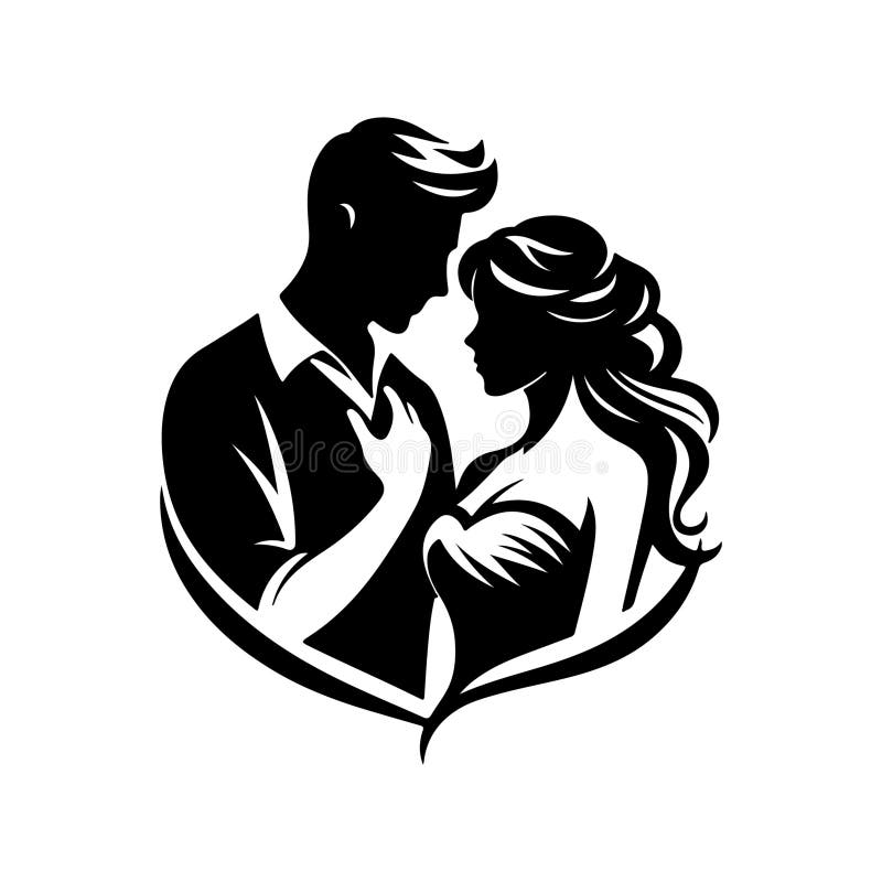 A Modern Vector-style Logo Featuring the Elegant Silhouette of a Loving ...