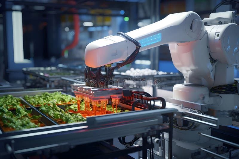 Modern Vegetable Robot in Factory - Ai Generated Stock Illustration ...
