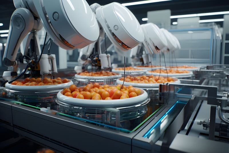 Modern Vegetable Robot in Factory - Ai Generated Stock Illustration ...