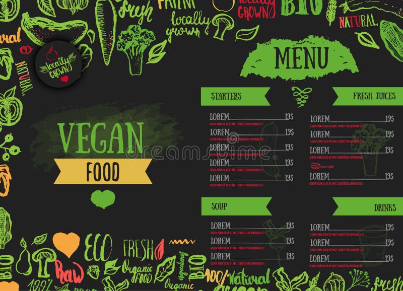 Modern Vegetarian Food Menu Design. Stock Vector - Illustration of ...