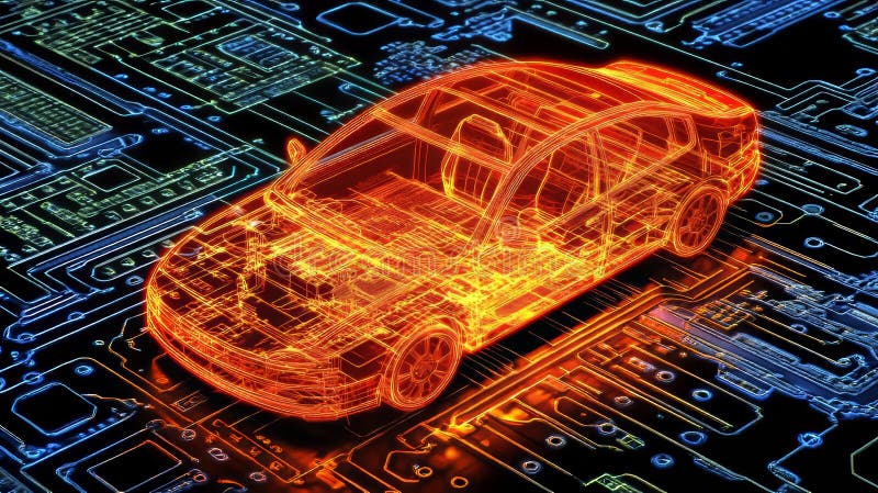 Futuristic Concept Integration Car Technology Circuit Board Design ...