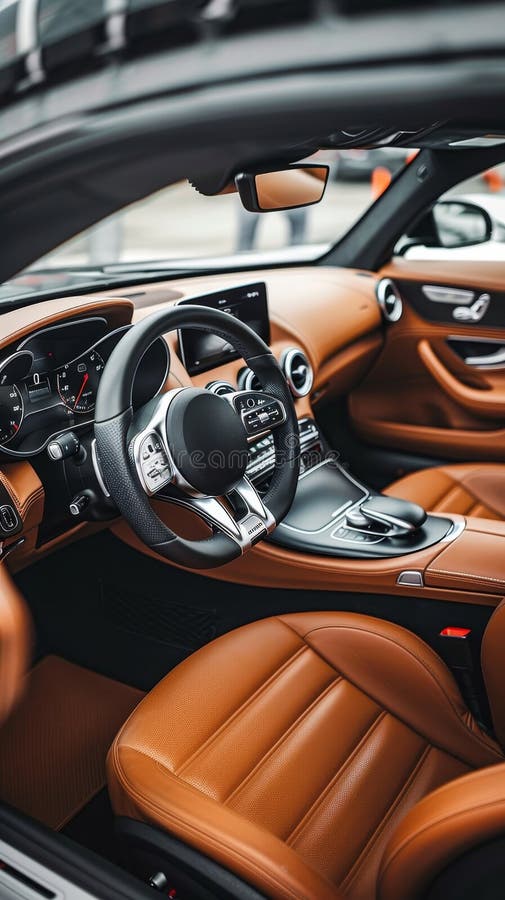 A Modern Vehicle S Cockpit is Wrapped in Tan Leather, Boasting ...