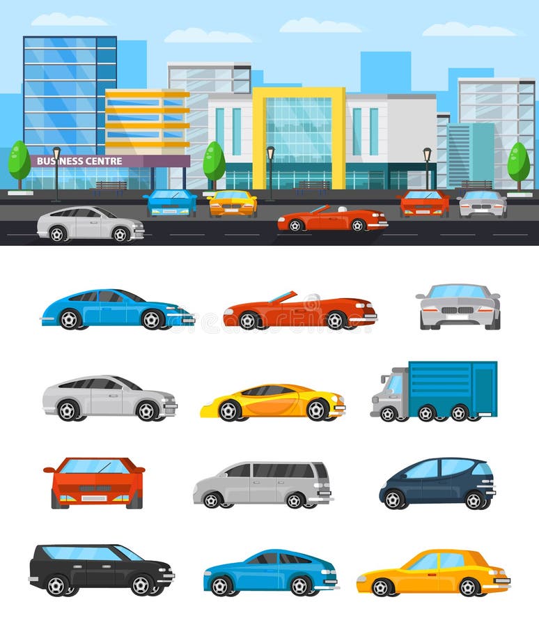 Modern Vehicles Composition Stock Vector - Illustration of machinery ...