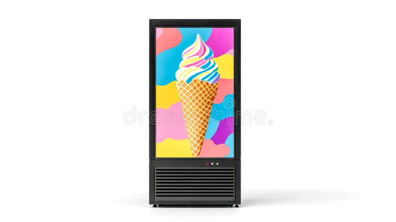 Modern Vending Machine Displaying Ice Cream Cone on Colorful Background ...