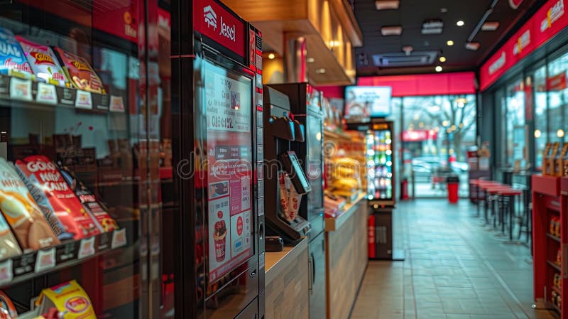 Modern Vending Machine with Snacks and Drinks in a Convenience Store ...