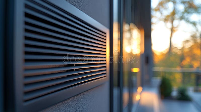 Modern Vent Reflecting Sunlight on Building Exterior Stock Photo ...