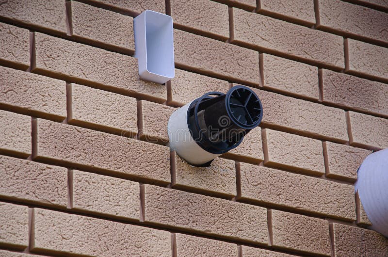 Modern Ventilation Built into the Ceiling. Round Ventilation Duct on ...