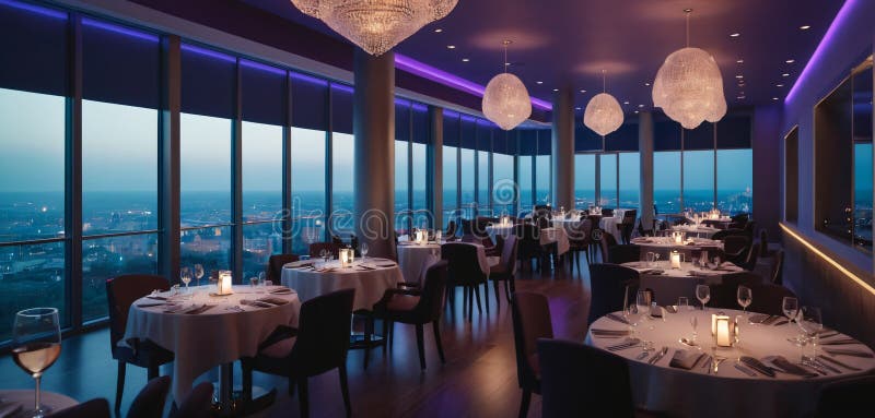 Modern Veranda Restaurant Interior, Banquet Setting, Glasses Stock ...