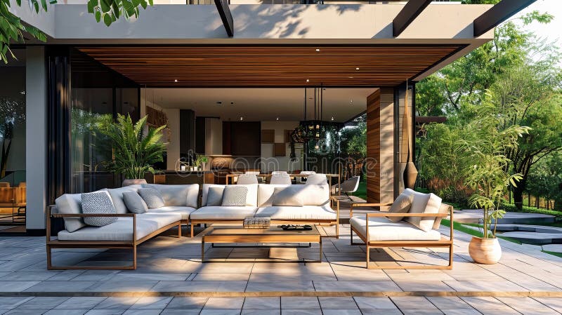 Modern Veranda Terrace Design Stock Illustration - Illustration of ...