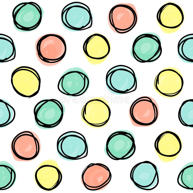 Seamless Pattern, Doodle Circle Shapes Lined in a Grid Stock ...