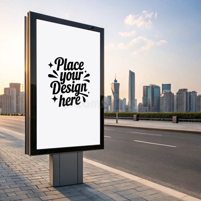 Modern Vertical Billboard on Sidewalk with Placeholder Design Stock ...