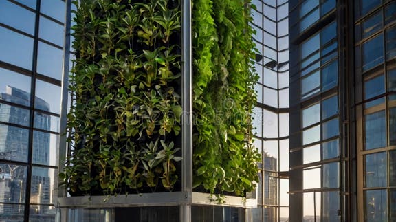Modern Vertical Farm Design with Rows of Plants Stacked Vertically in a ...
