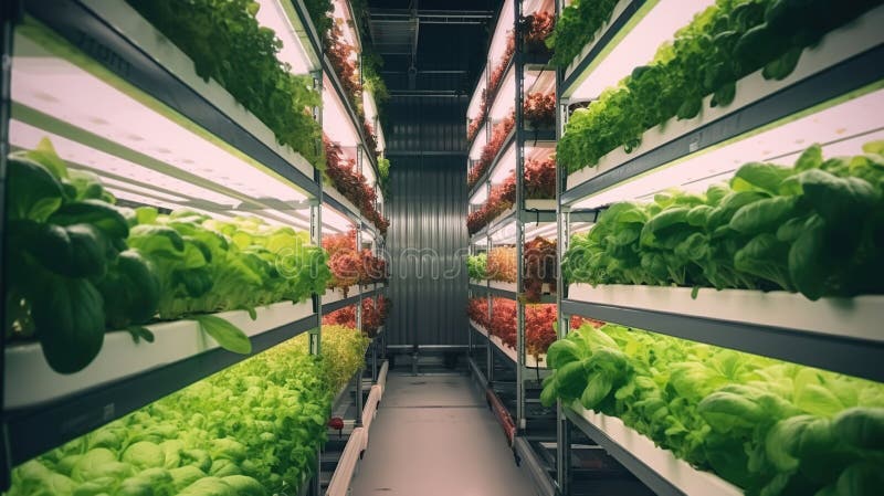 Modern Vertical Farming Hydroponics, Generative AI Stock Illustration ...