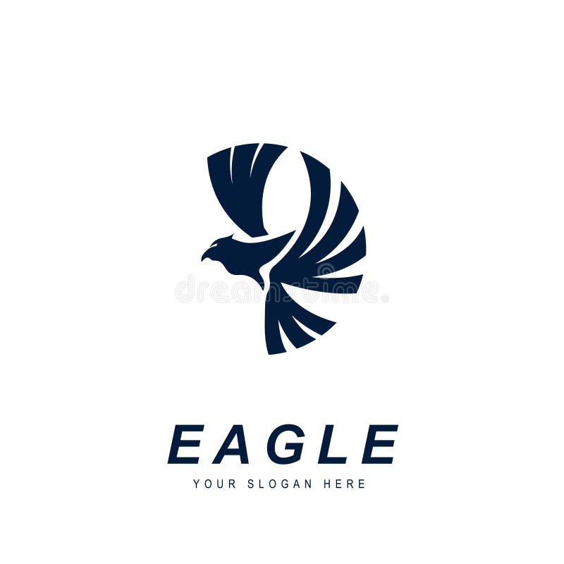 Modern and Very Simplistic Logo Eagle in a Flying Position is Shaped Perfectly in a Circle Stock ...