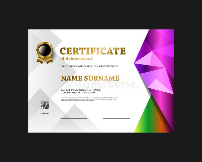 Modern Vibrant Gradient Certificate of Achievement Border Template ...